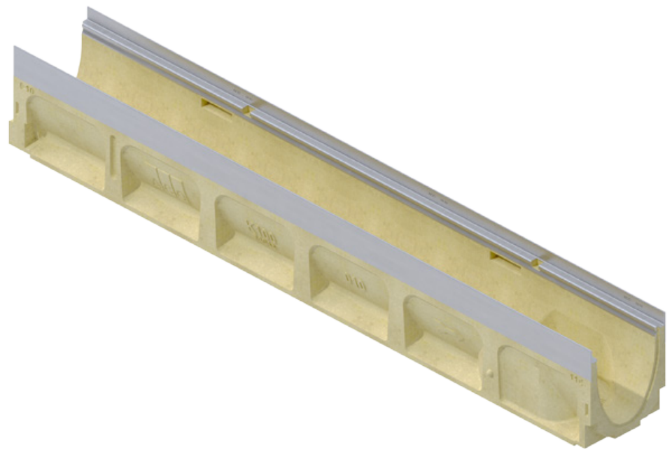 ACO KlassikDrain K100 1m x 100mm Pre-Sloped Polymer Concrete Channel ...